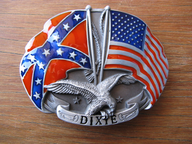 DIXIE REBEL FLAGS BELT BUCKLE
