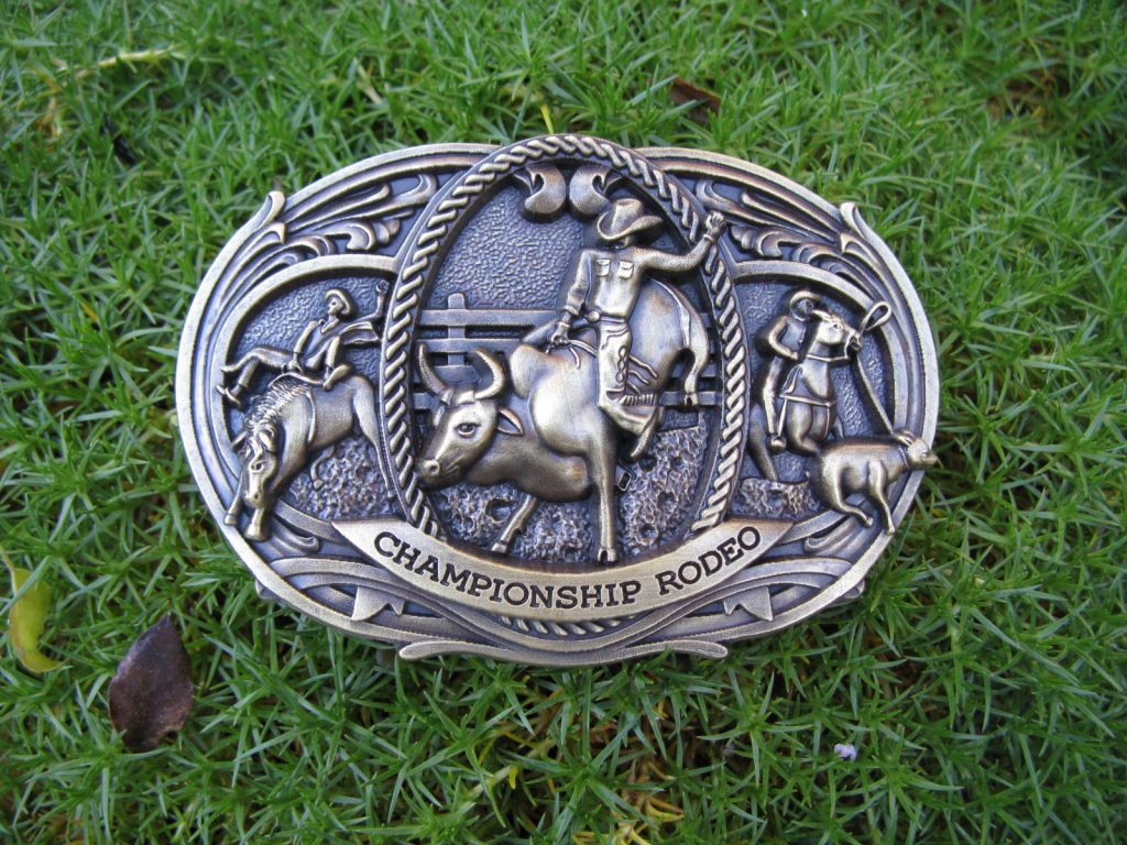 RODEO CHAMPIONSHIP ANTIQUE BRASS BELT BUCKLE